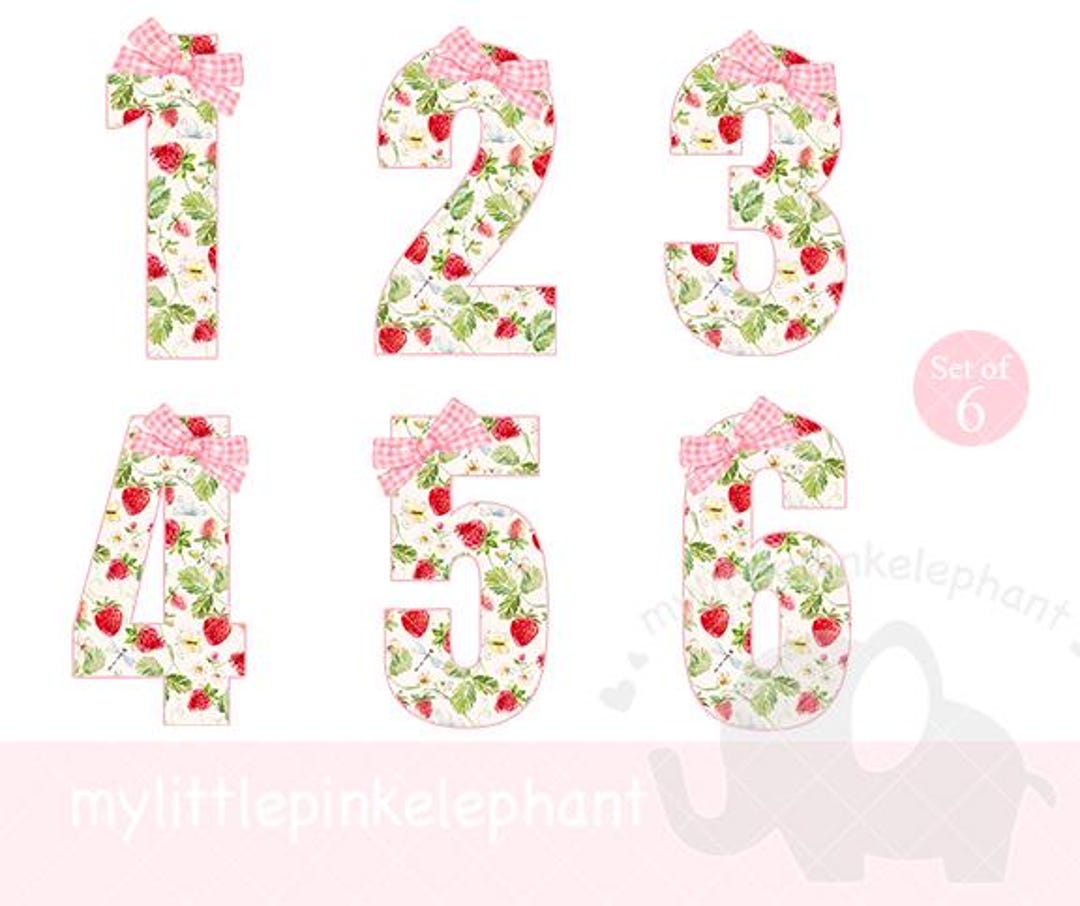 Strawberry Birthday Clipart PNG Berry Cute 1-0 Full Number Set Image ...