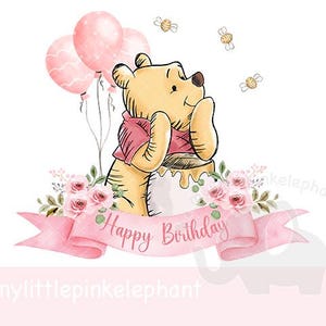 Winnie the Pooh Happy Birthday PNG, Happy Birthday Sublimation Design ...