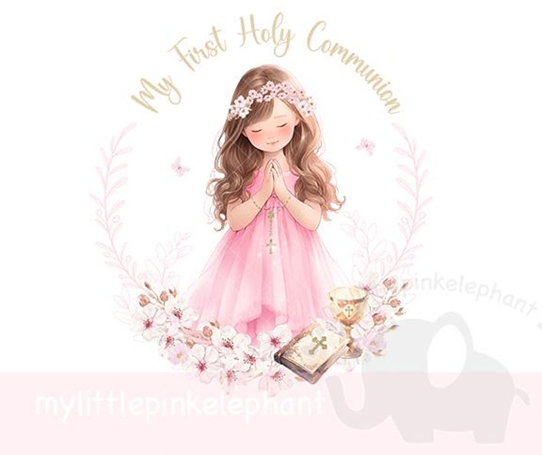 My First Holy Communion PNG, Praying Girl First Communion Clipart, Holy ...