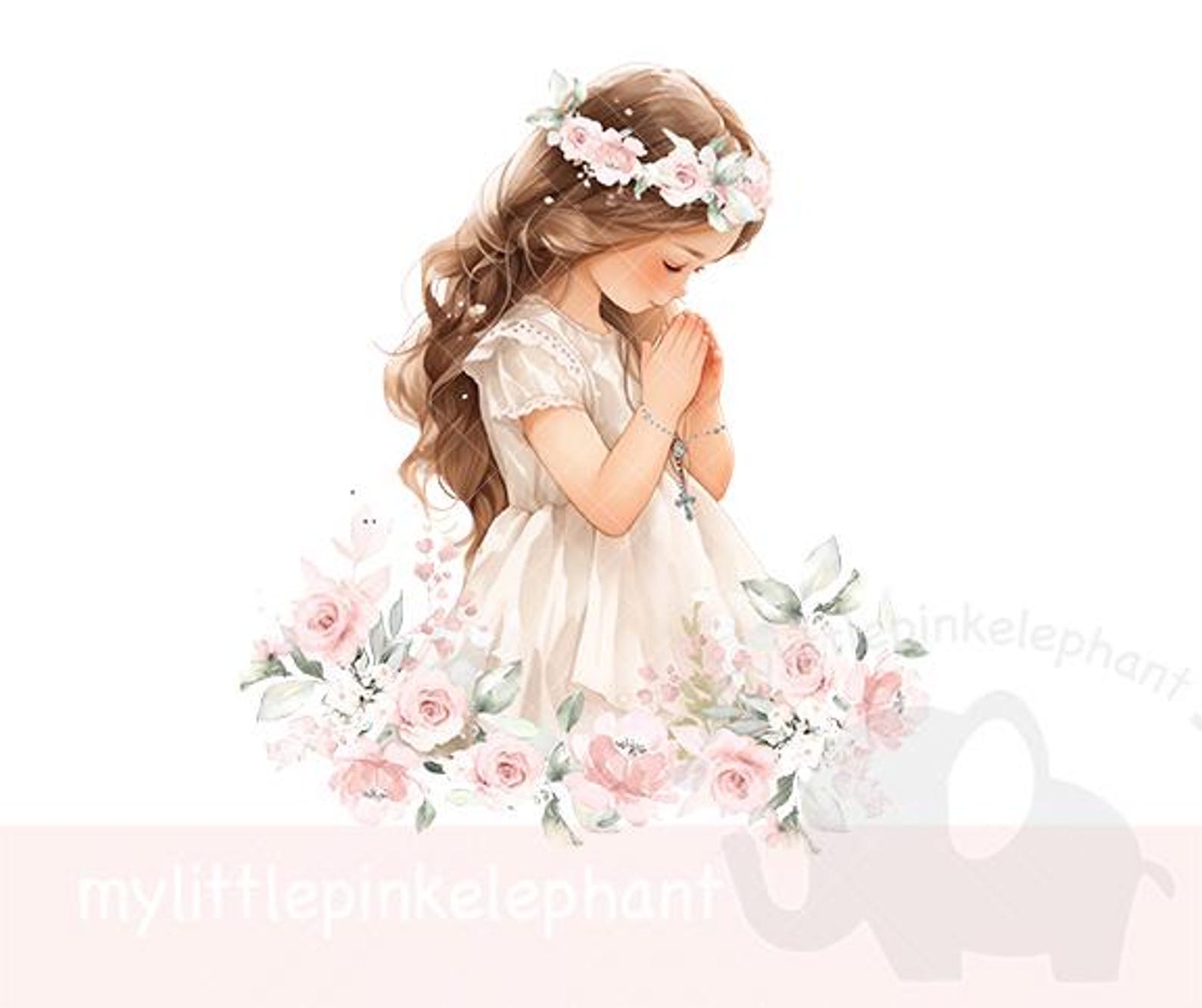 DELICATE Soft Pink Rosary First Holy COMMUNION Girl Communion PNG ...