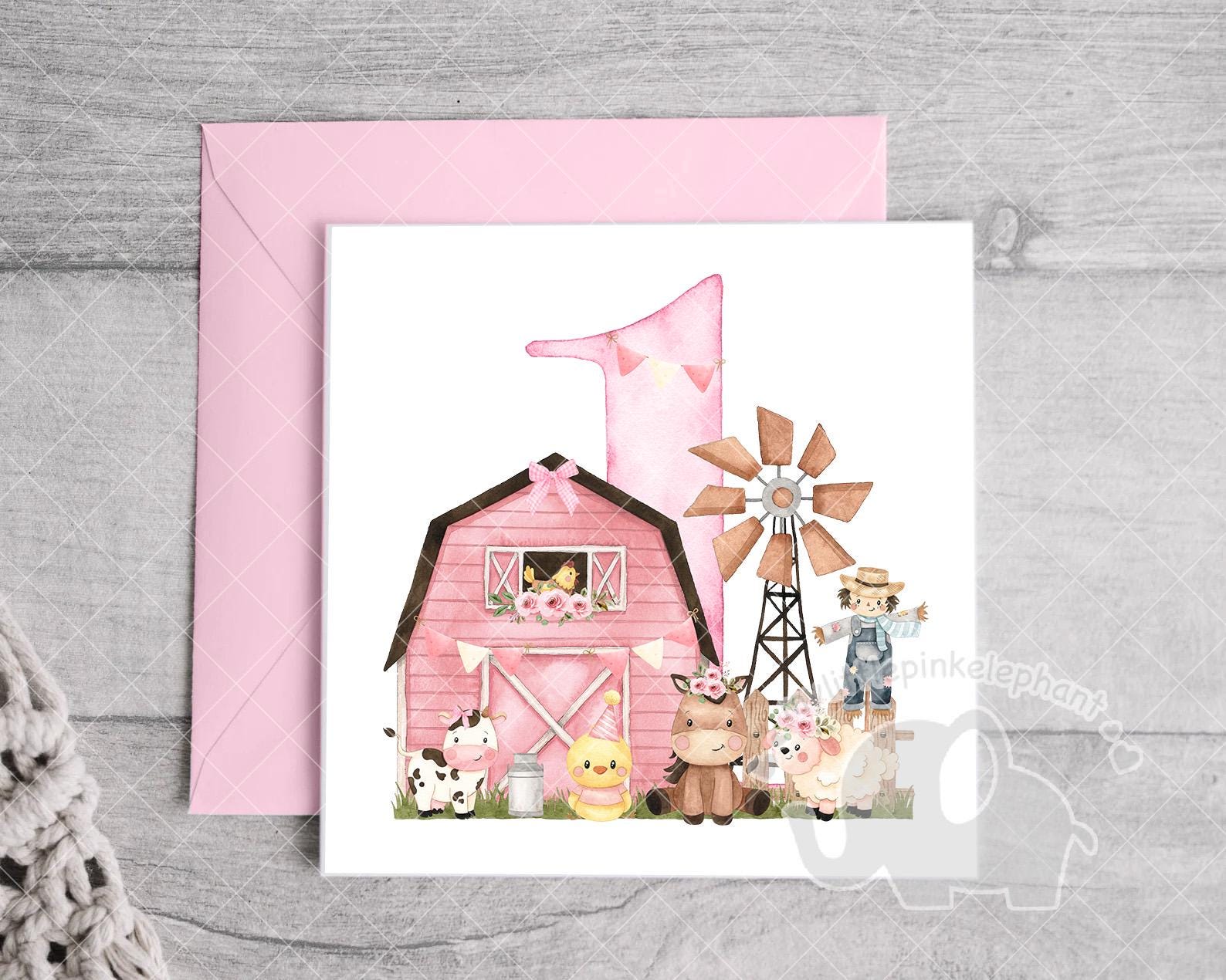 1st Birthday Baby Girl Pink Farm Barn Birthday Girl PNG, Farm Animals ...