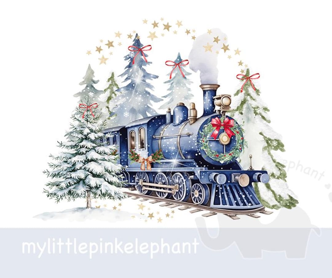 Polar Express Clipart, Traditional Christmas Train, Believe Bell, Santa ...