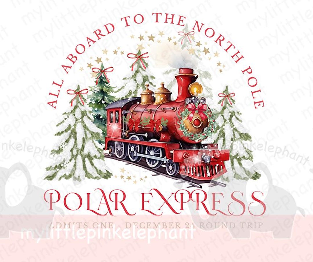 Polar Express Red Clipart, Traditional Christmas Train, Believe Bell, T ...