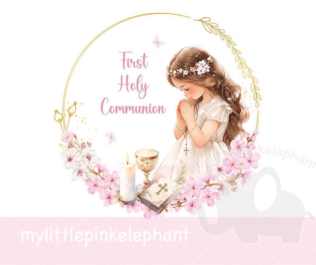 My First Holy Communion PNG, Praying Girl First Communion Clipart, Holy ...
