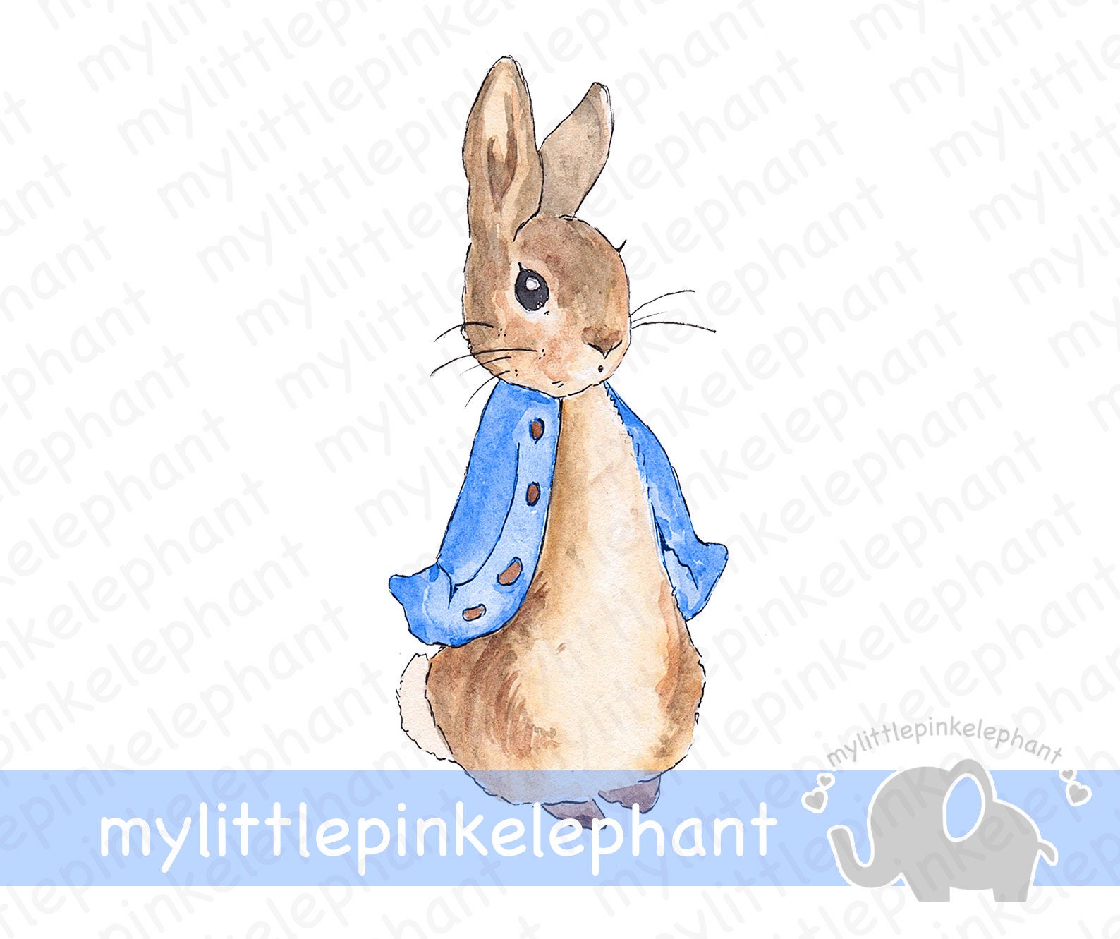 Instant PNG Download, Peter Rabbit in Blue Jacket, Clip Art, Nursery ...