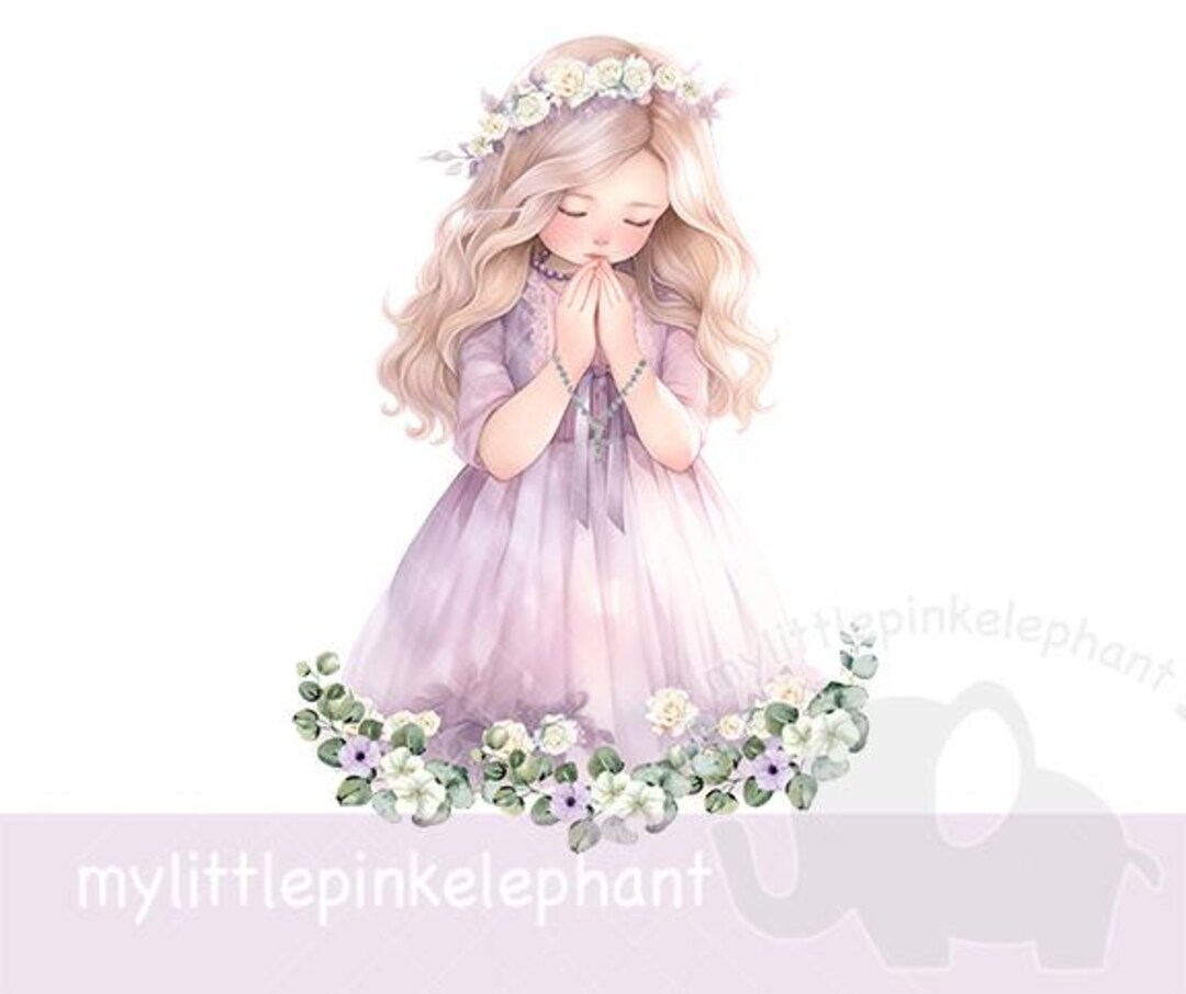 Purple First Holy Communion Wreath PNG, Girls 1st Communion Sublimation ...