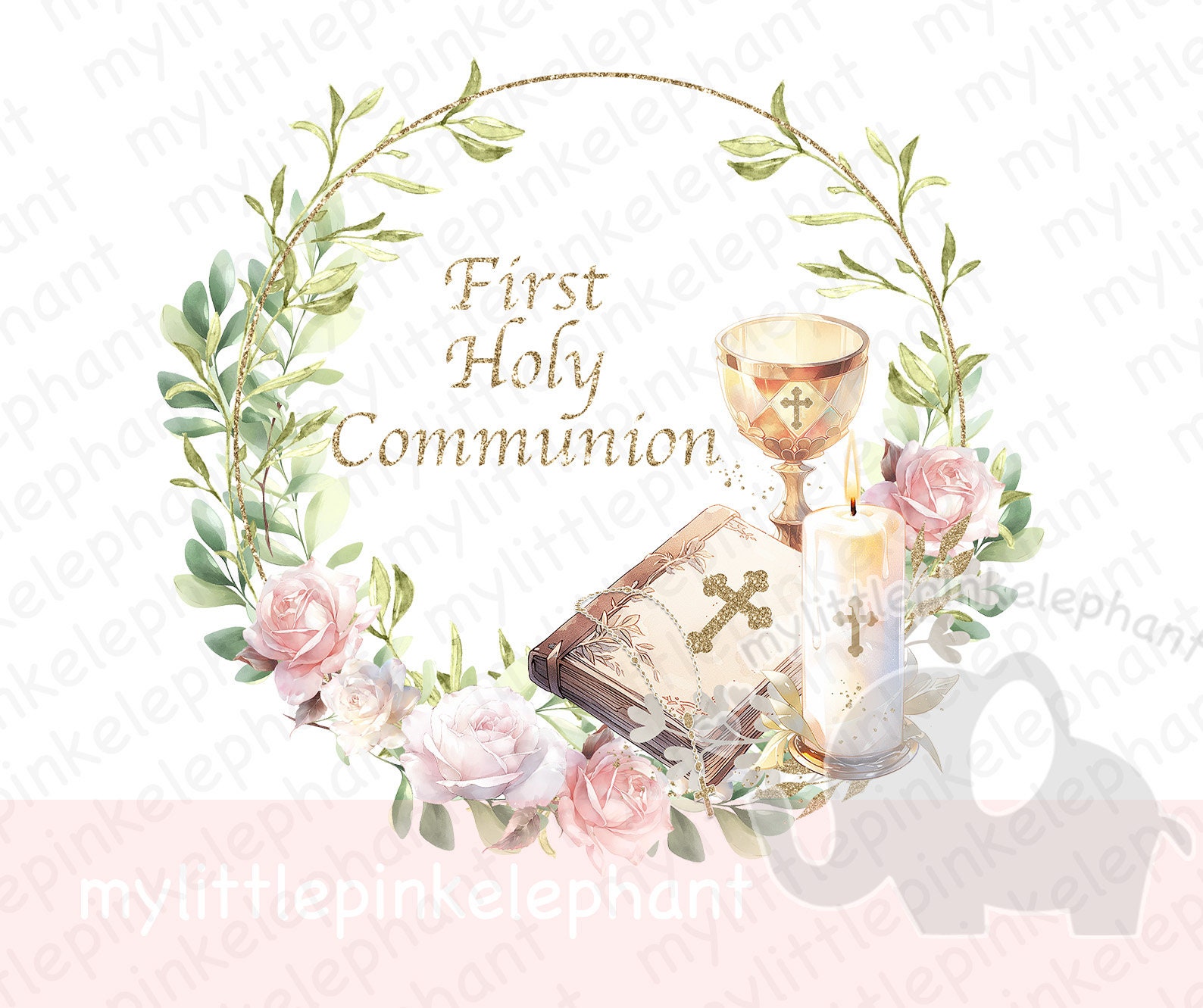 First Holy Communion Wreath PNG, 1st Communion Sublimation Design ...