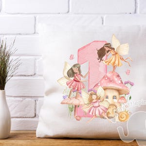Watercolor Pink Fairy Toadstool Number 1 PNG, One Fairies Sublimation ...