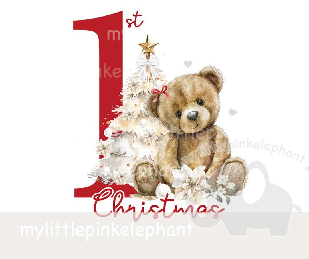 My First Christmas PNG, Christmas Baby PNG, 1st Christmas, Teddy Bear ...