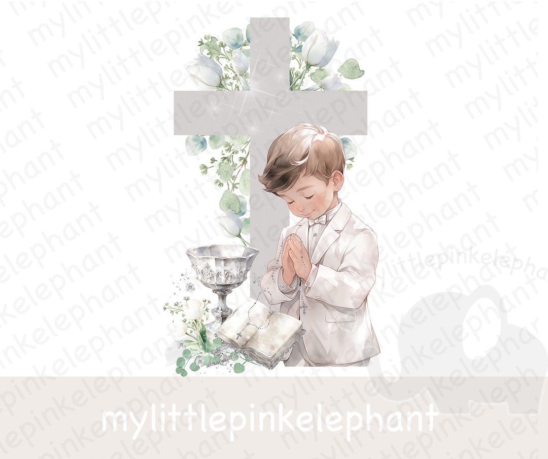 First Holy Communion Cross Chalice PNG, Boy 1st Communion Sublimation ...