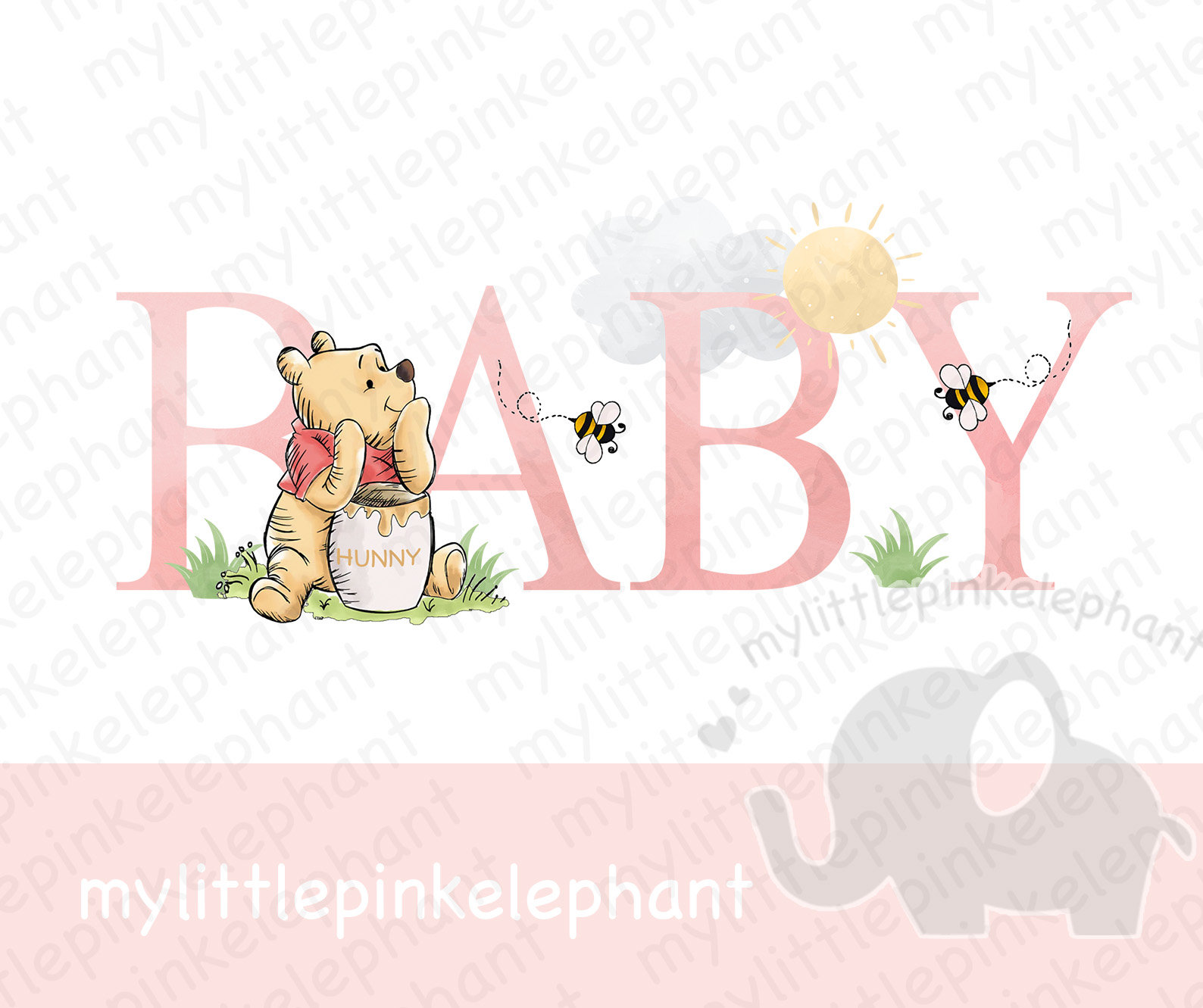 Classic Winnie the Pooh Baby Pink PNG, Winnie the Pooh Baby Shower ...