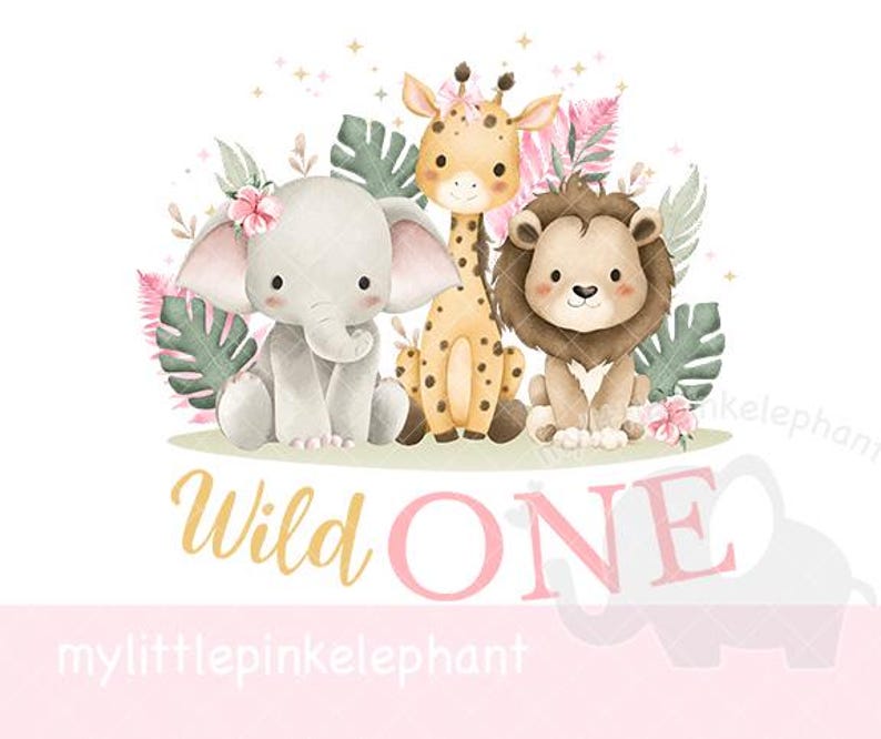 Pink Baby Safari Animals Kids PNG, Watercolor Baby Animals, Pink Baby ...