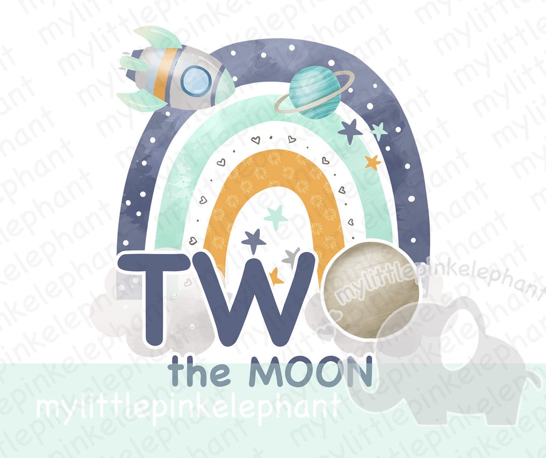Two the Moon, Space Clipart, Rainbow Planets, Sublimation Design ...