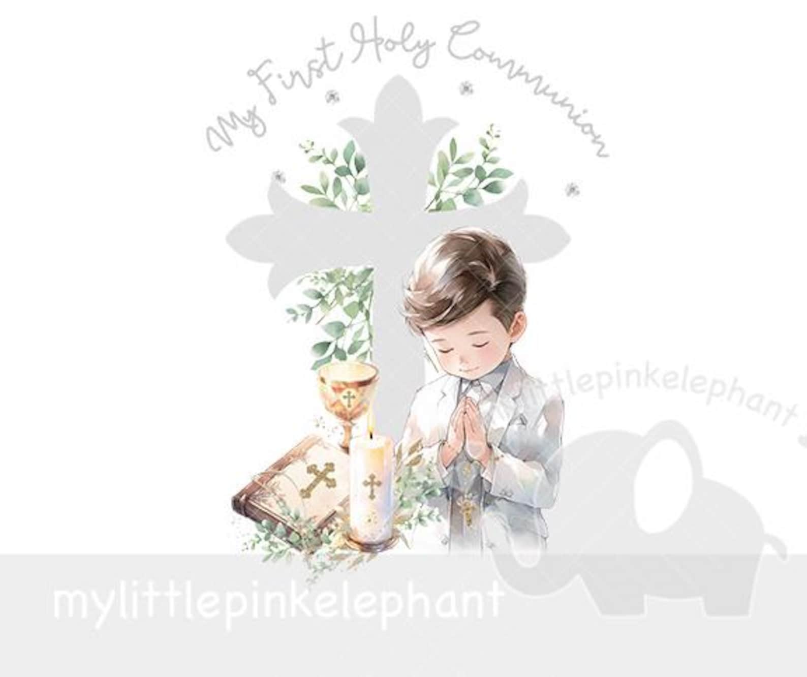 First Holy Communion Cross Chalice PNG, Boy 1st Communion Sublimation ...