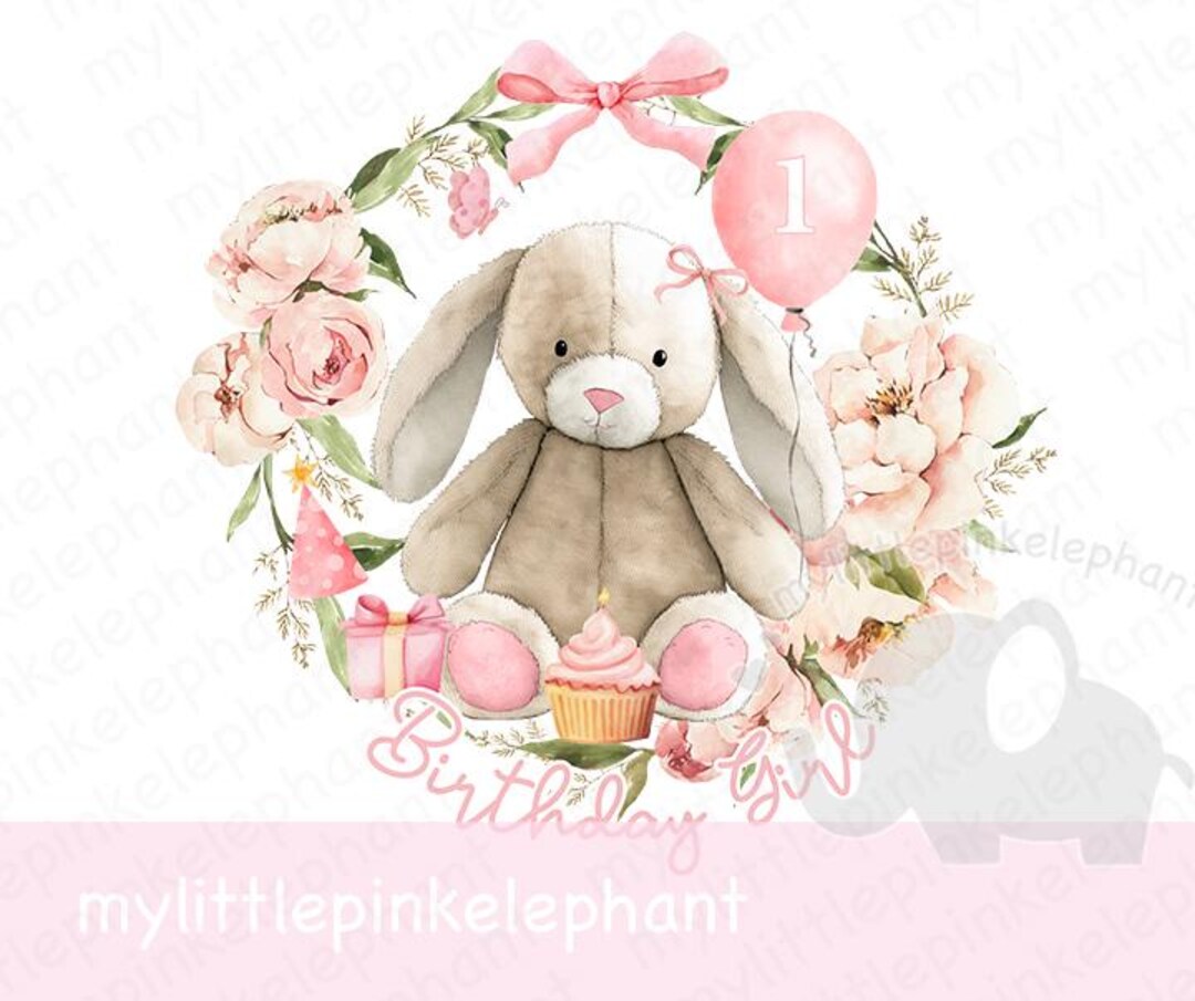 Lop Ear Bunny 1st Birthday PNG, 1st Birthday Sublimation Design, Rabbit ...
