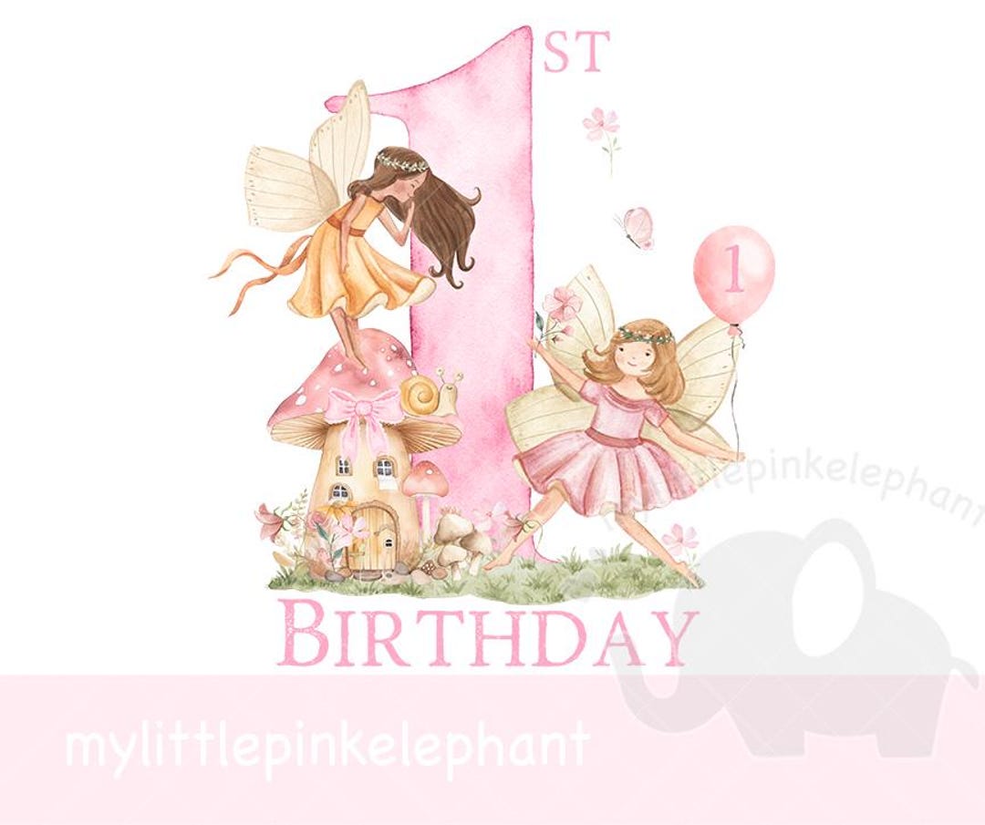 Watercolor Pink Fairy Toadstool Number 1 PNG, One Fairies Sublimation ...