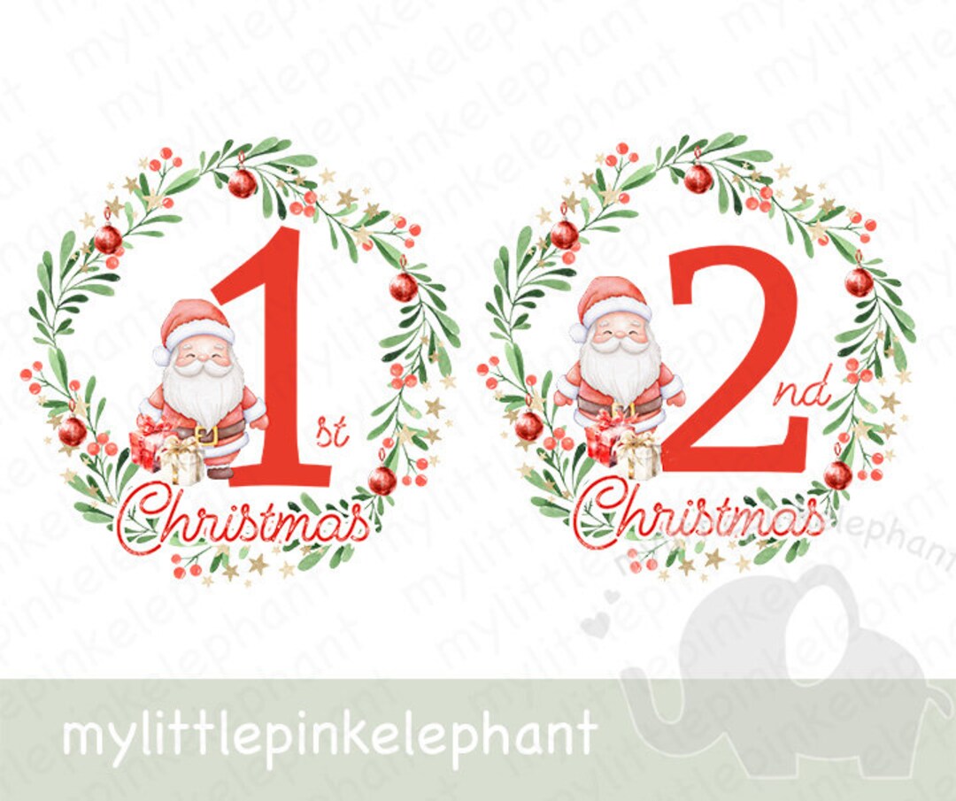 My First Christmas Santa Wreath PNG, Baby's 1st Christmas Sublimation ...