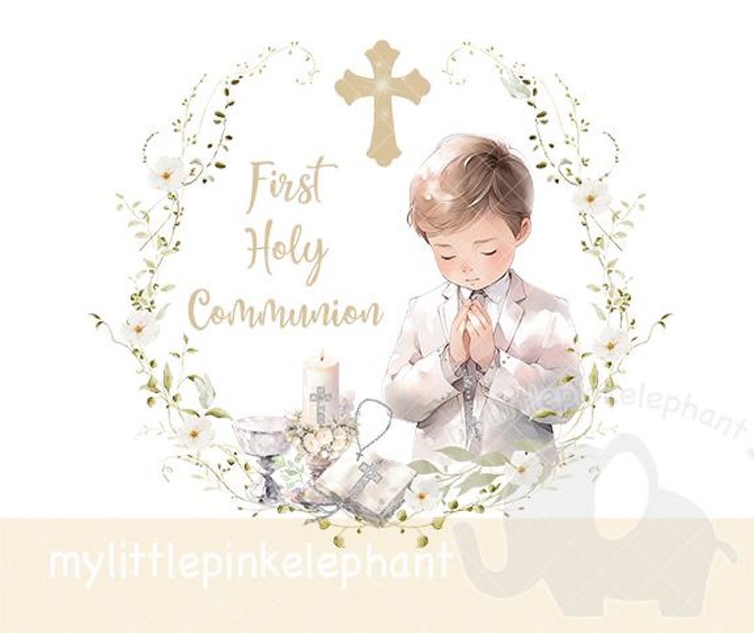 First Holy Communion Cross Chalice PNG, Boy 1st Communion Sublimation ...