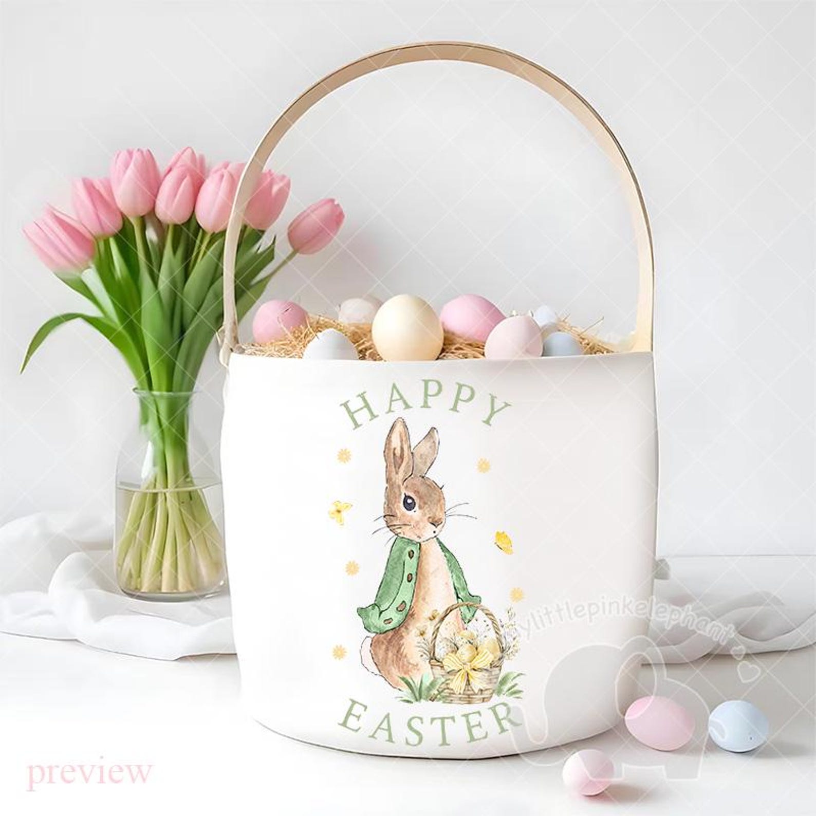 Set of 3 Peter Rabbit Happy Easter Bunny Designs, Blue & Pink Bunny ...
