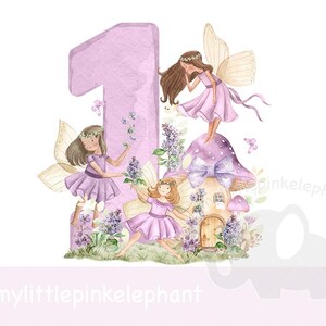 Watercolor Purple Fairy Toadstool Number 1 PNG, One Fairies Sublimation ...