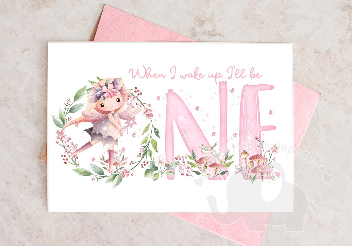 Pink Fairy First Birthday, PNG, Wildflower Fairies Sublimation Design ...
