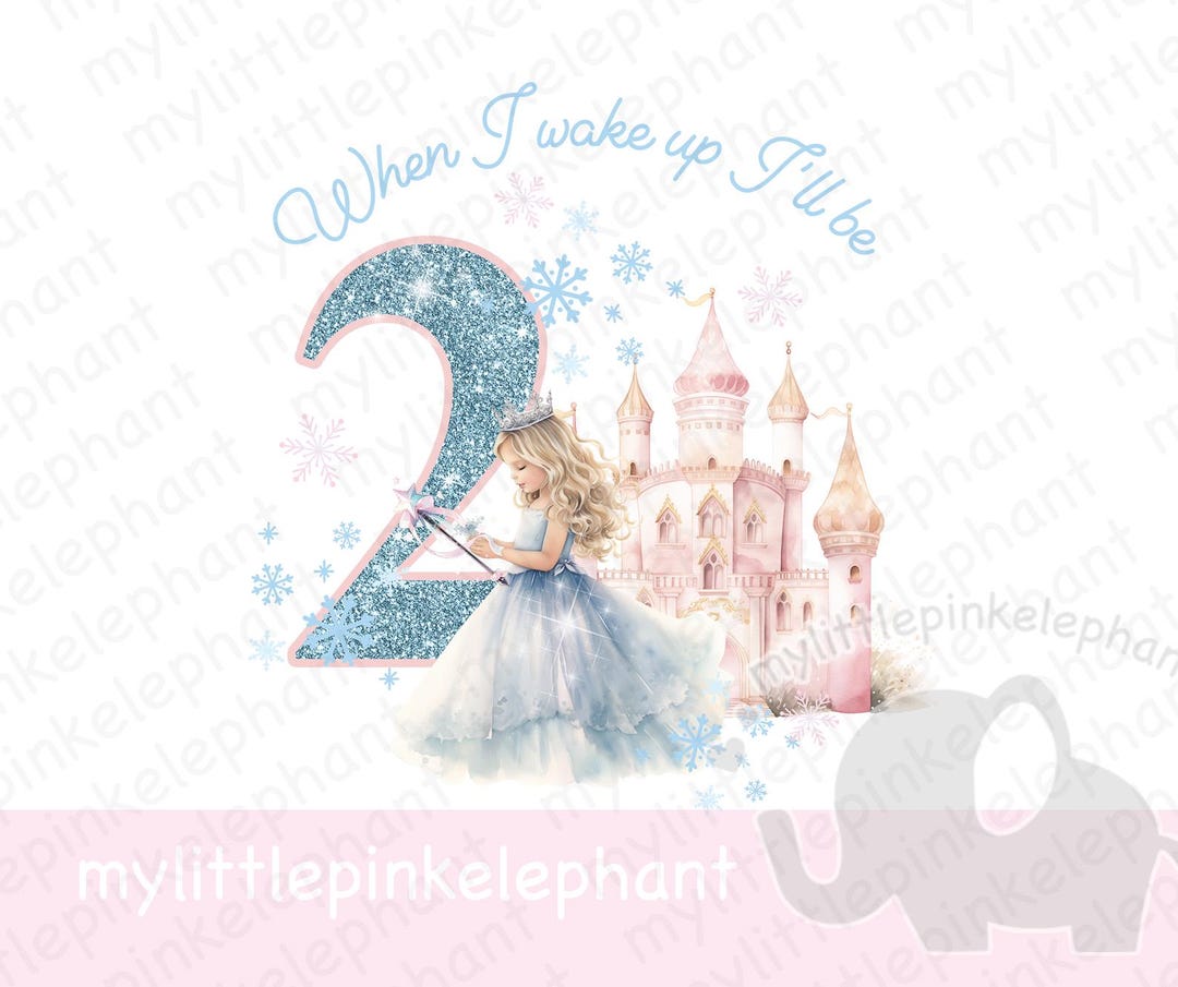 Princess 2nd Birthday Clipart Blue Frozen Watercolour PNG, Instant ...