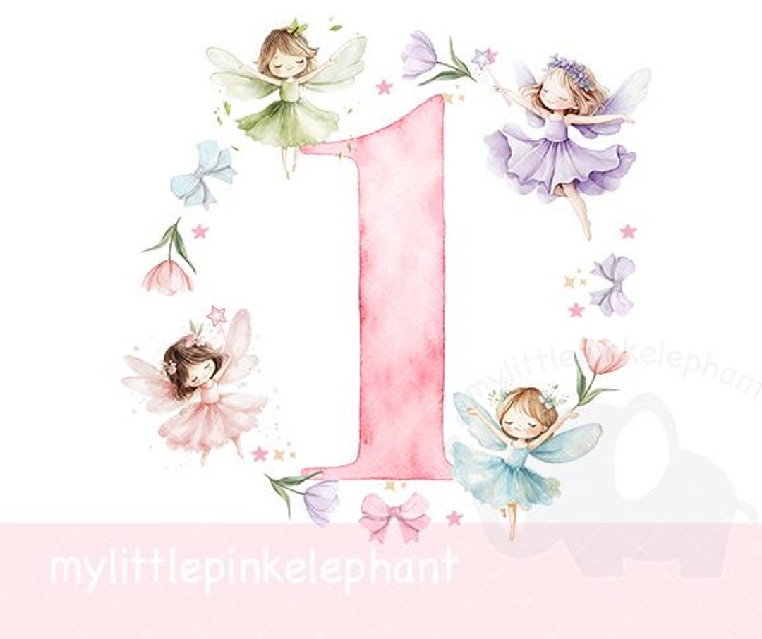 Pink Fairy First Birthday Wreath PNG, Wildflower Fairies Sublimation ...