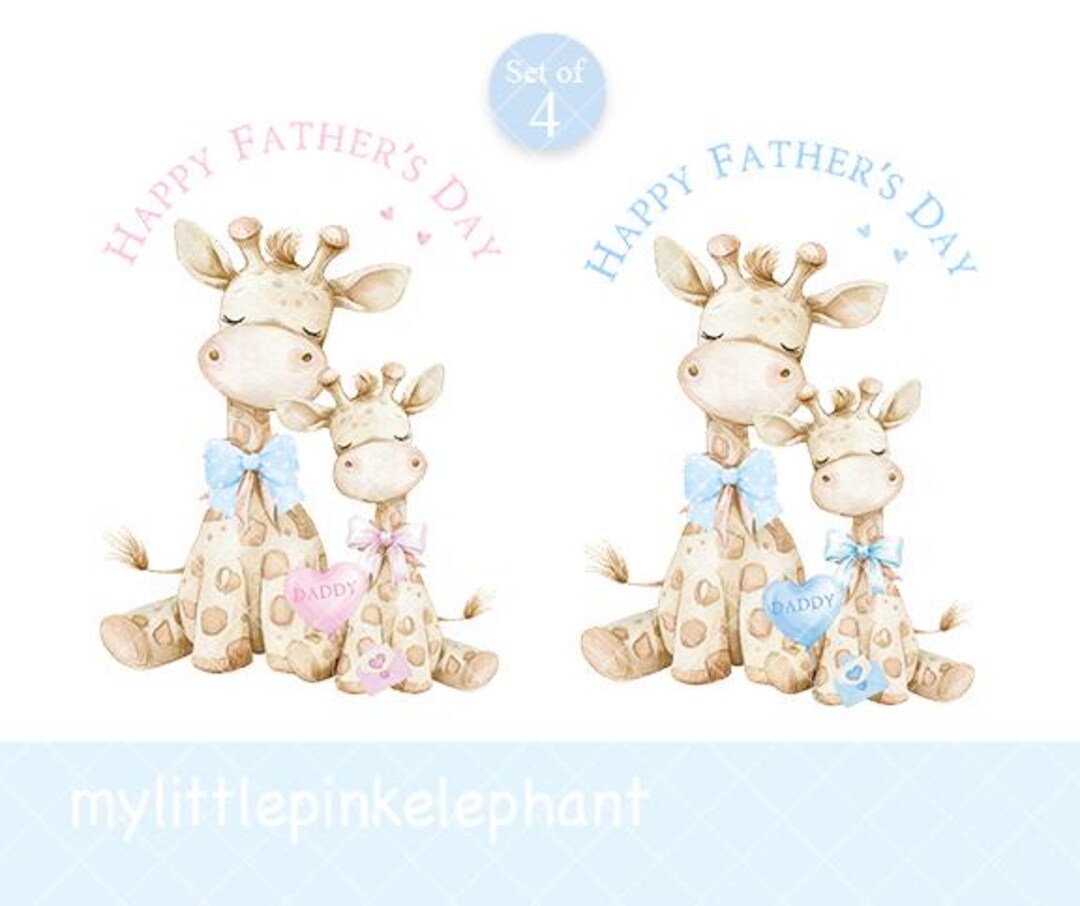 Baby Giraffe Our First Father's Day Father & Baby Giraffe Blue ...