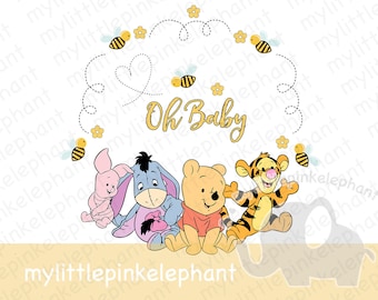 Pooh Honey Pot, Classic Winnie the Pooh Oh Baby Yellow Floral Wreath ...