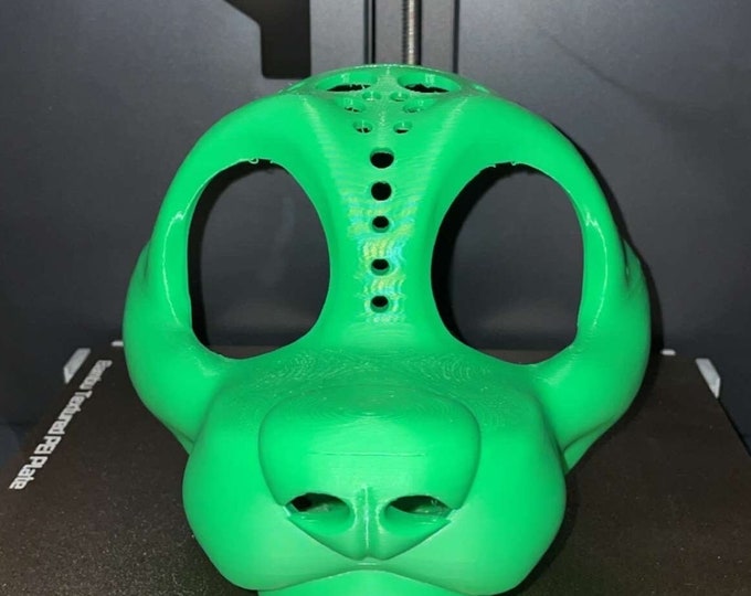 Small Canine Fursuit Head Base (green) | 3D Printed Furry Head | Furry ...
