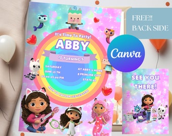 Editable Gabbys Dollhouse Birthday Invitation Template, Printable ...