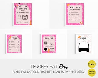 Trucker Hat Bar - Editable Price List - Etsy
