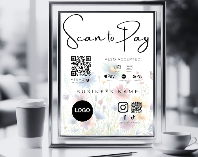 Personalisierbares Scan to Pay Schild, QR-Code Vorlage (Digitaler ...
