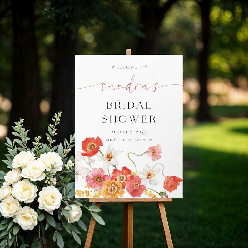 Wildflower Welcome Sign Template: Editable Floral Design (digital ...