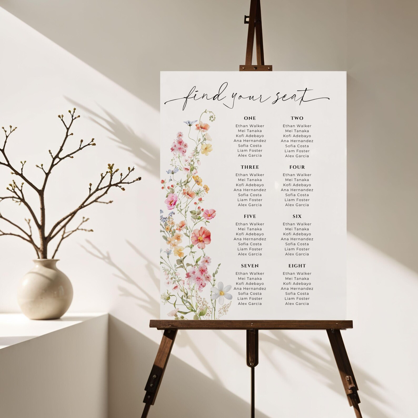 Floral Garland Seating Chart Template: Editable Event Sign (canva ...