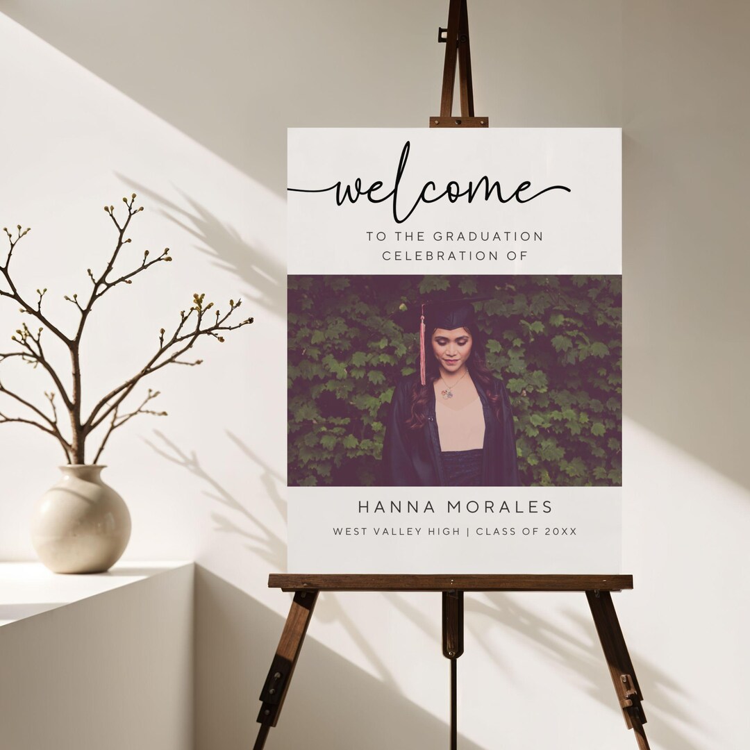 Editable Photo Graduation Welcome Sign Template (canva) - Etsy