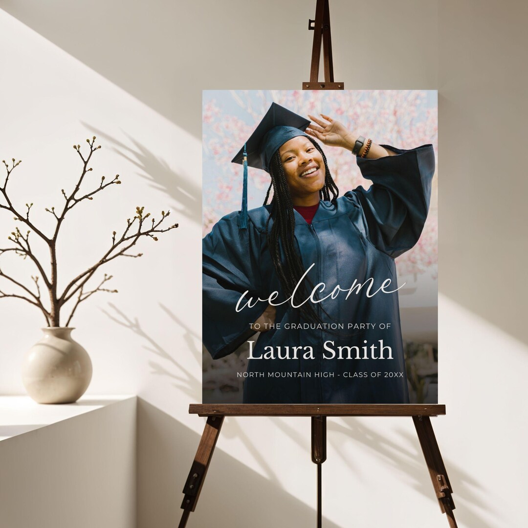 Photo Graduation Welcome Sign, Customizable Party Decor (digital ...