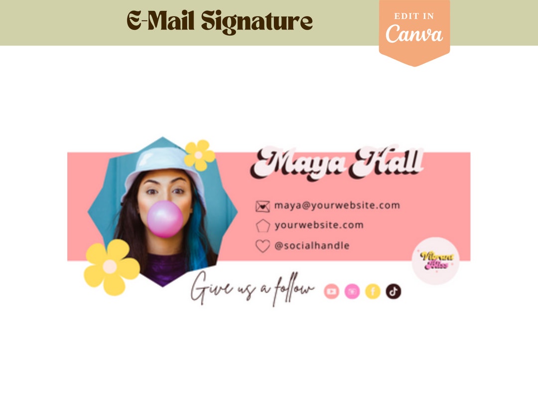 Vibrant Email Signature Template Canva Small Business Email Design ...