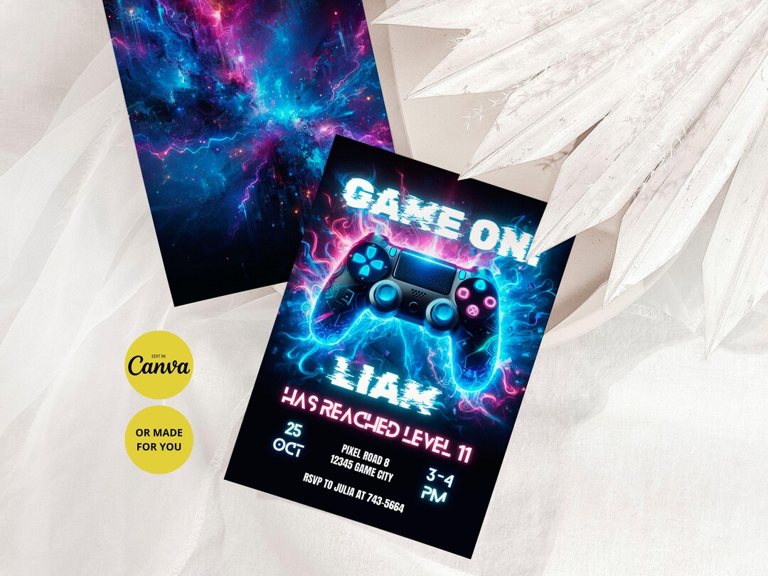 Editable Video Game Party Invitation, Level up Birthday Invite, Gaming ...