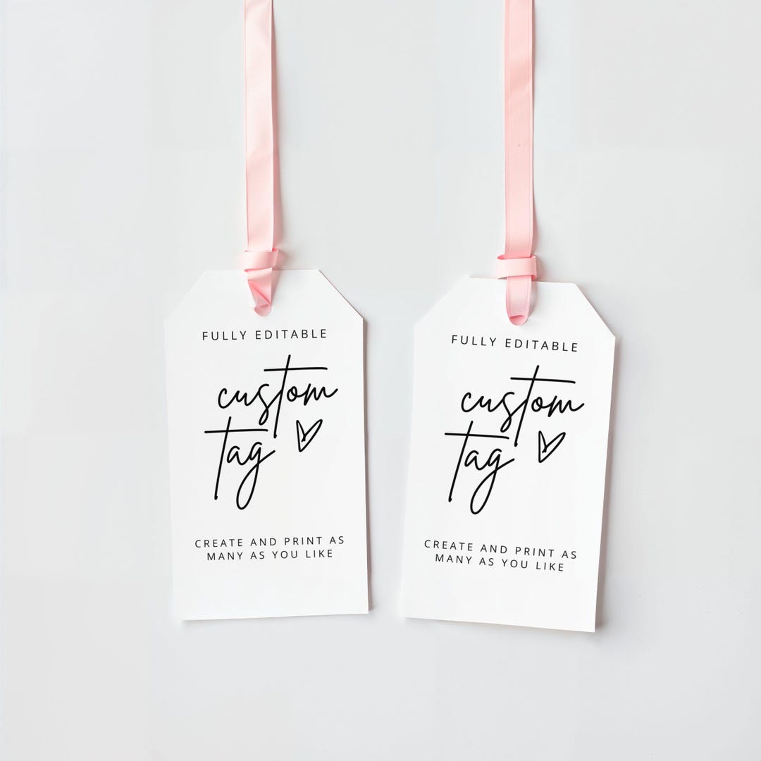 Editable Script Font Tag Template: 2x3.5 Inch (PDF) - Etsy
