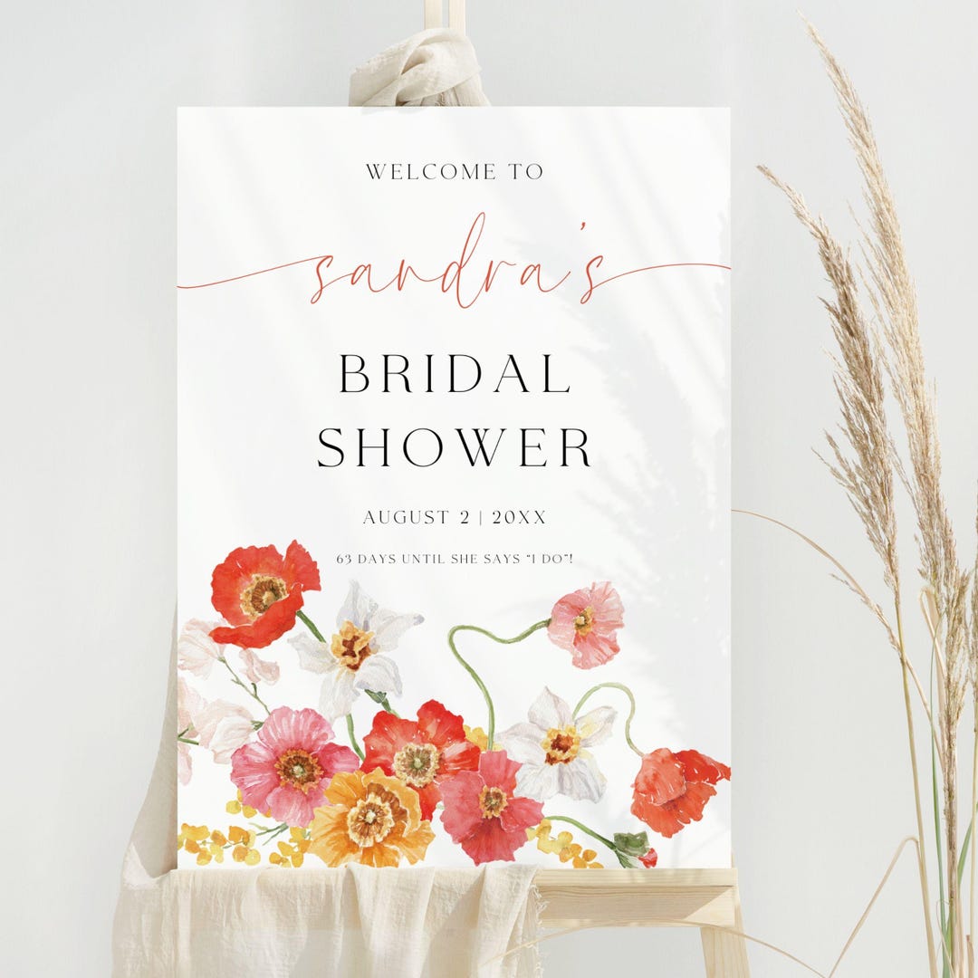 Wildflower Welcome Sign Template: Editable Floral Design (digital ...