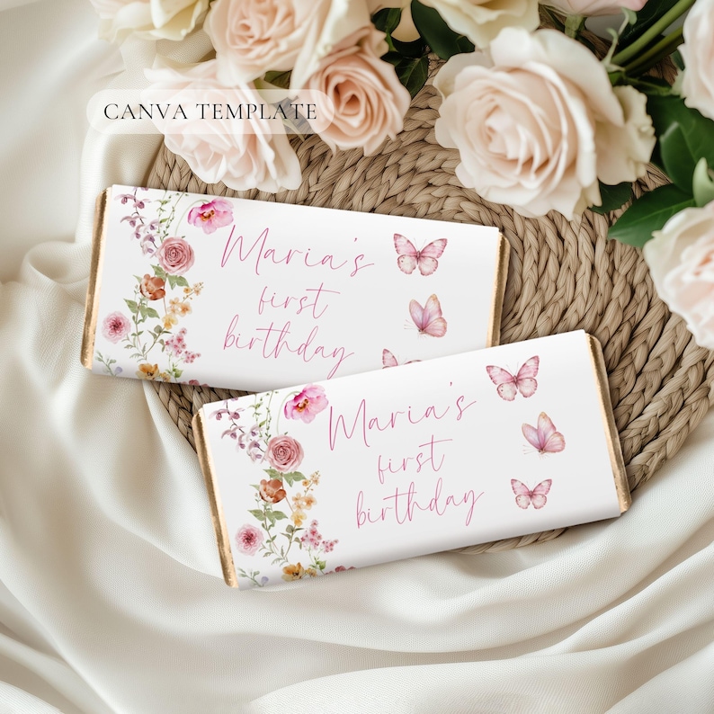 Editable Wildflower Chocolate Bar Wrapper Template. Floral Bridal ...