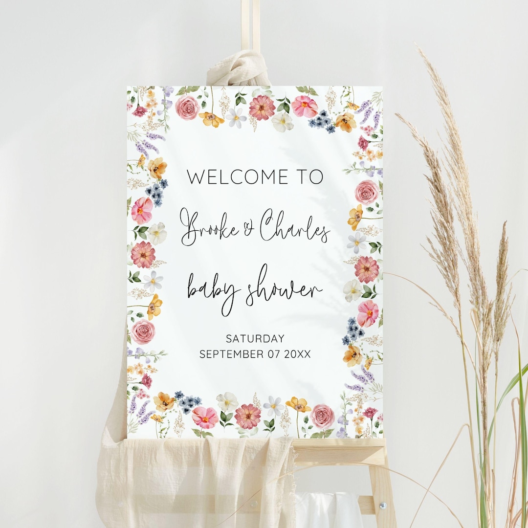 Baby in Bloom Welcome Sign, Wildflower Baby Shower Sign, Floral Baby ...