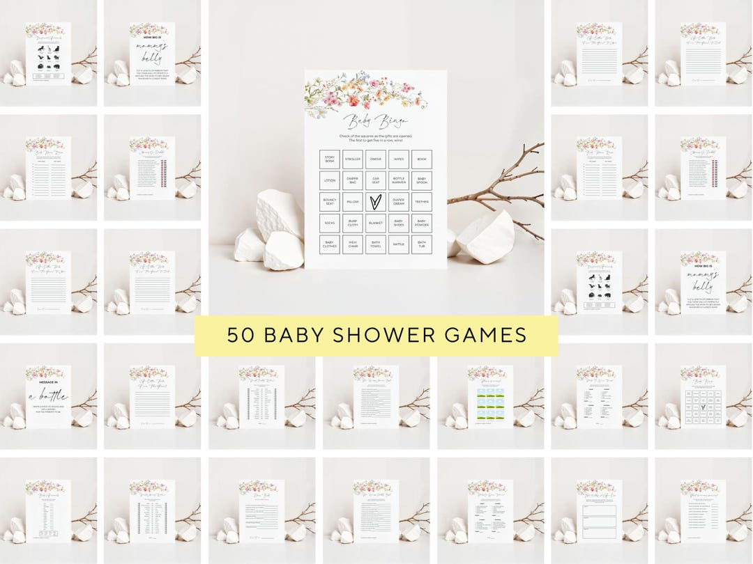 Wildflower Baby Shower Game Set: Editable Floral Theme (instant ...
