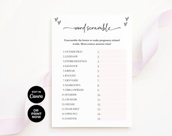 Baby Word Scramble Game, Baby Shower Word Scramble, Baby Shower Games ...