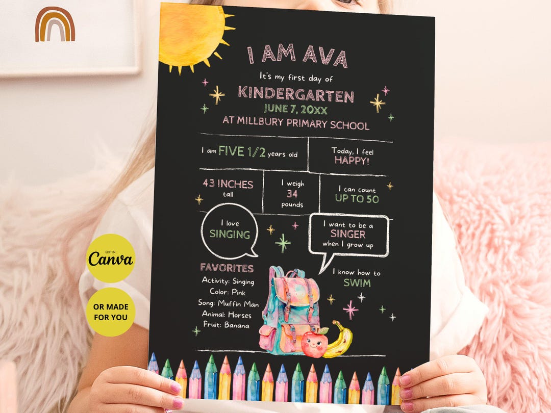 First Day of School Sign, Editable School Year Sign, Back to School ...