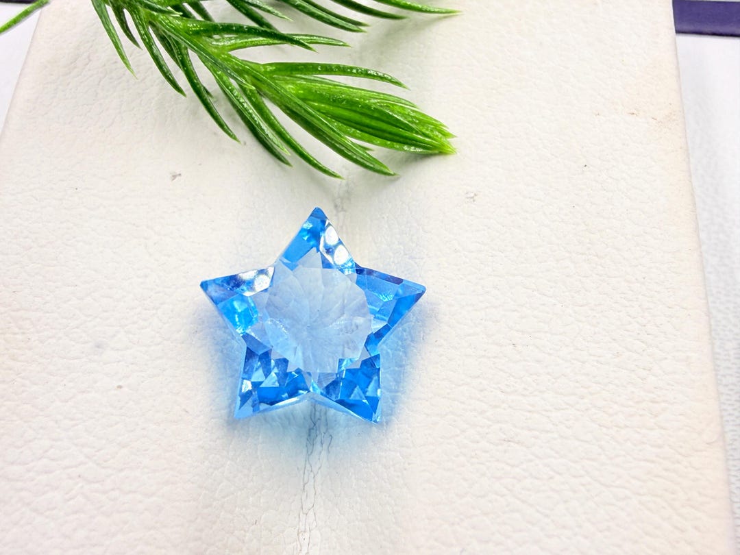 Hand Carved Star Swiss Blue Topaz – Unique Faceted Gemstone for Jewelry ...