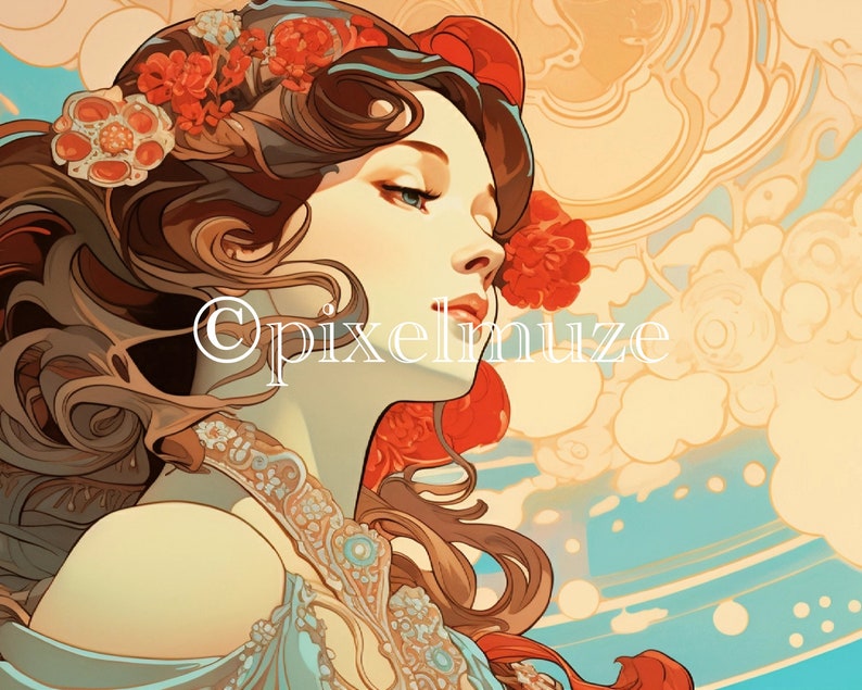 Art Nouveau Printable Artwork Collection - Instant Download - Etsy
