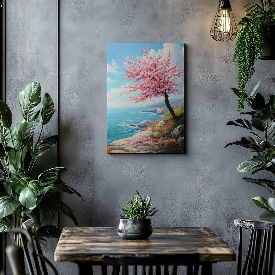 Clam Cherry Blossom Tree Oil Painting Cherry Blossom Tree Wall Art ...