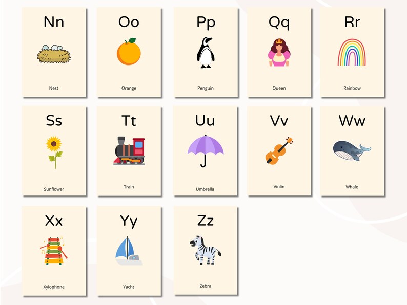 Alphabet Cards for Kids, Printable Alphabet Flash Cards, Educational ...